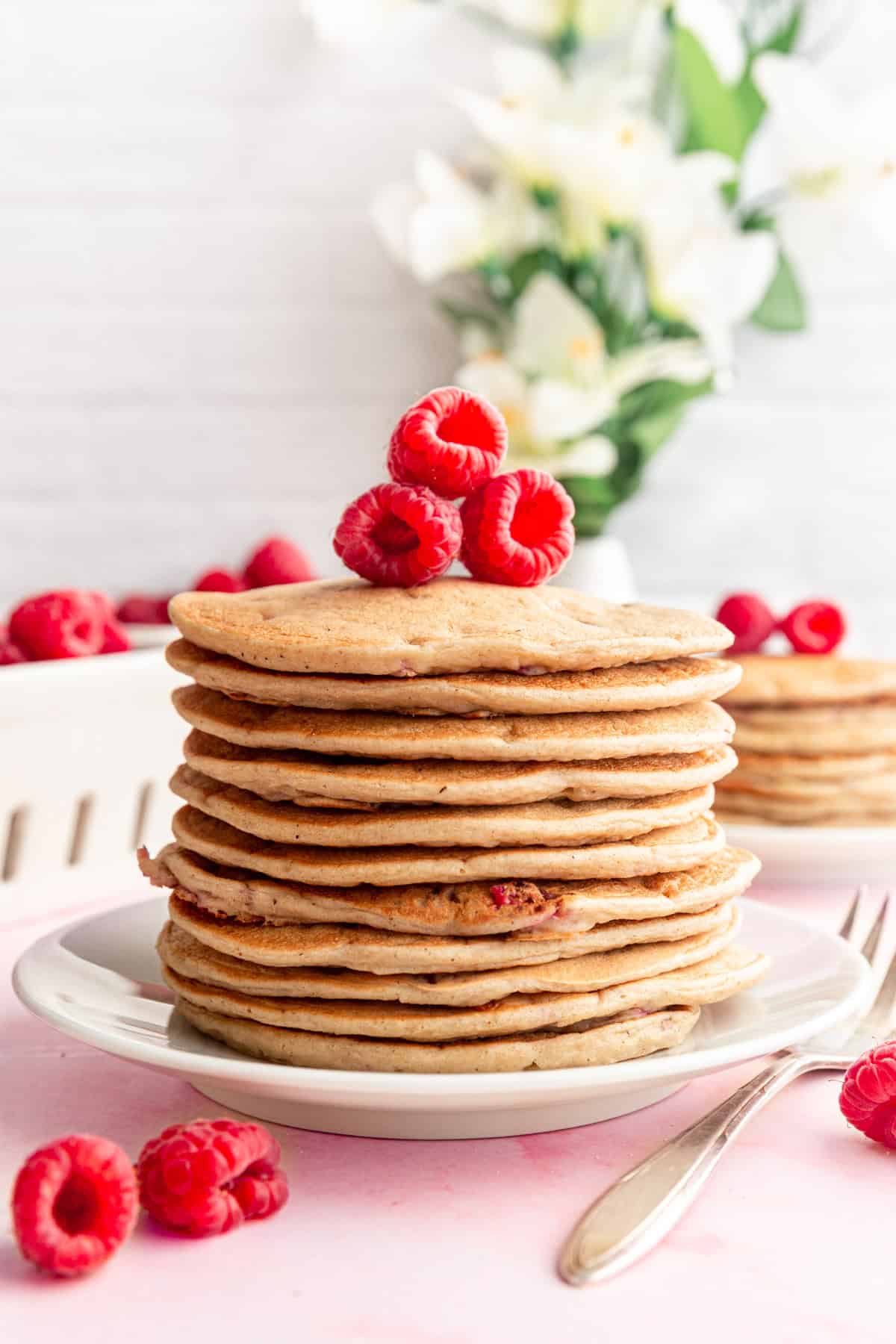 Vegan Raspberry Lemon Pancakes - At Elizabeth's Table