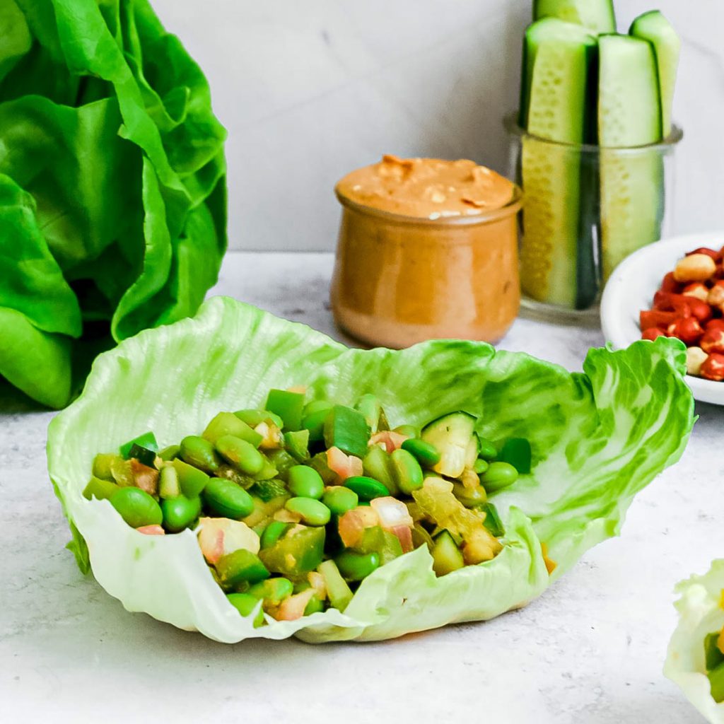 Edamame Peanut Lettuce Wraps - At Elizabeth's Table