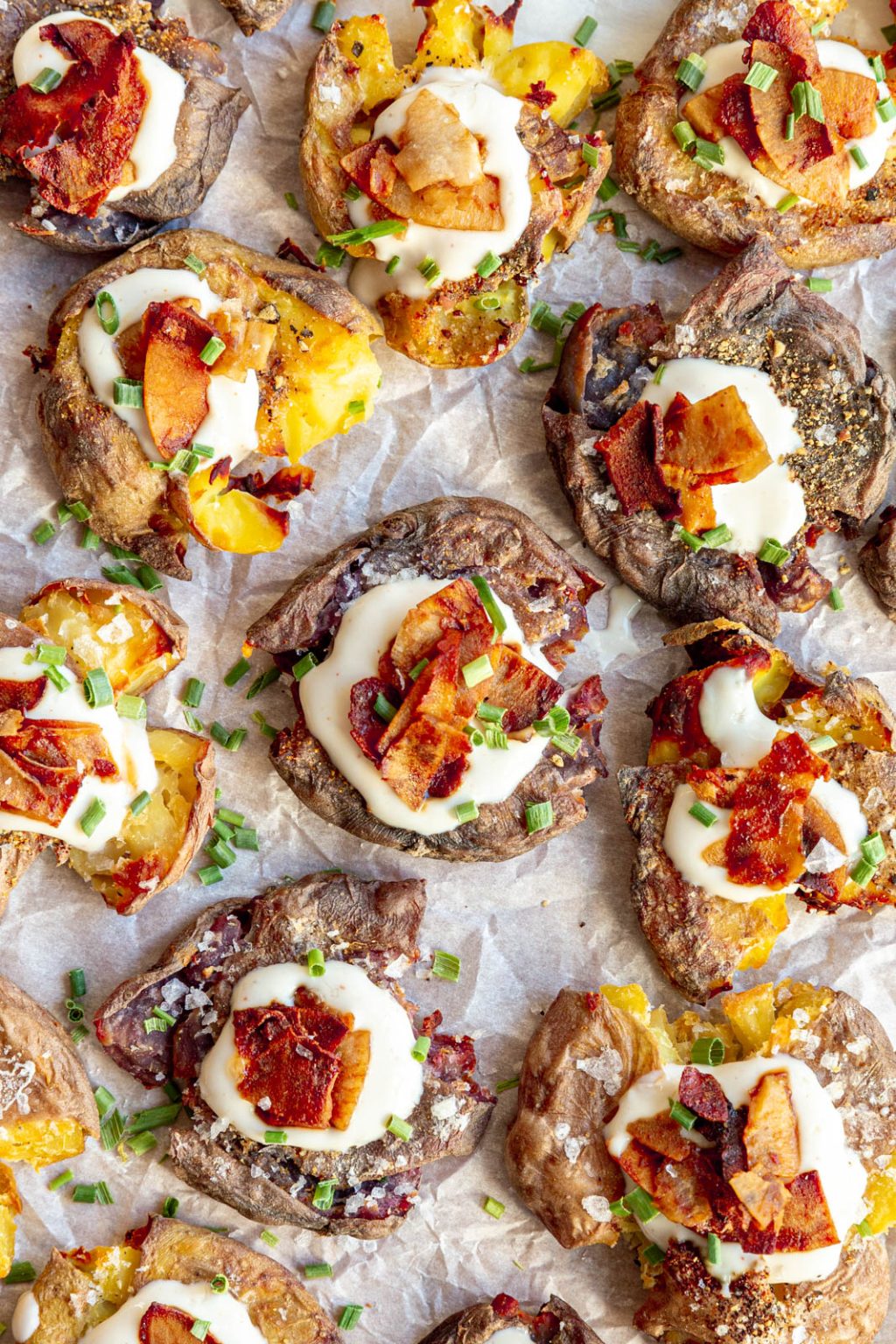 Oil-Free Vegan Smashed Potatoes - At Elizabeth's Table