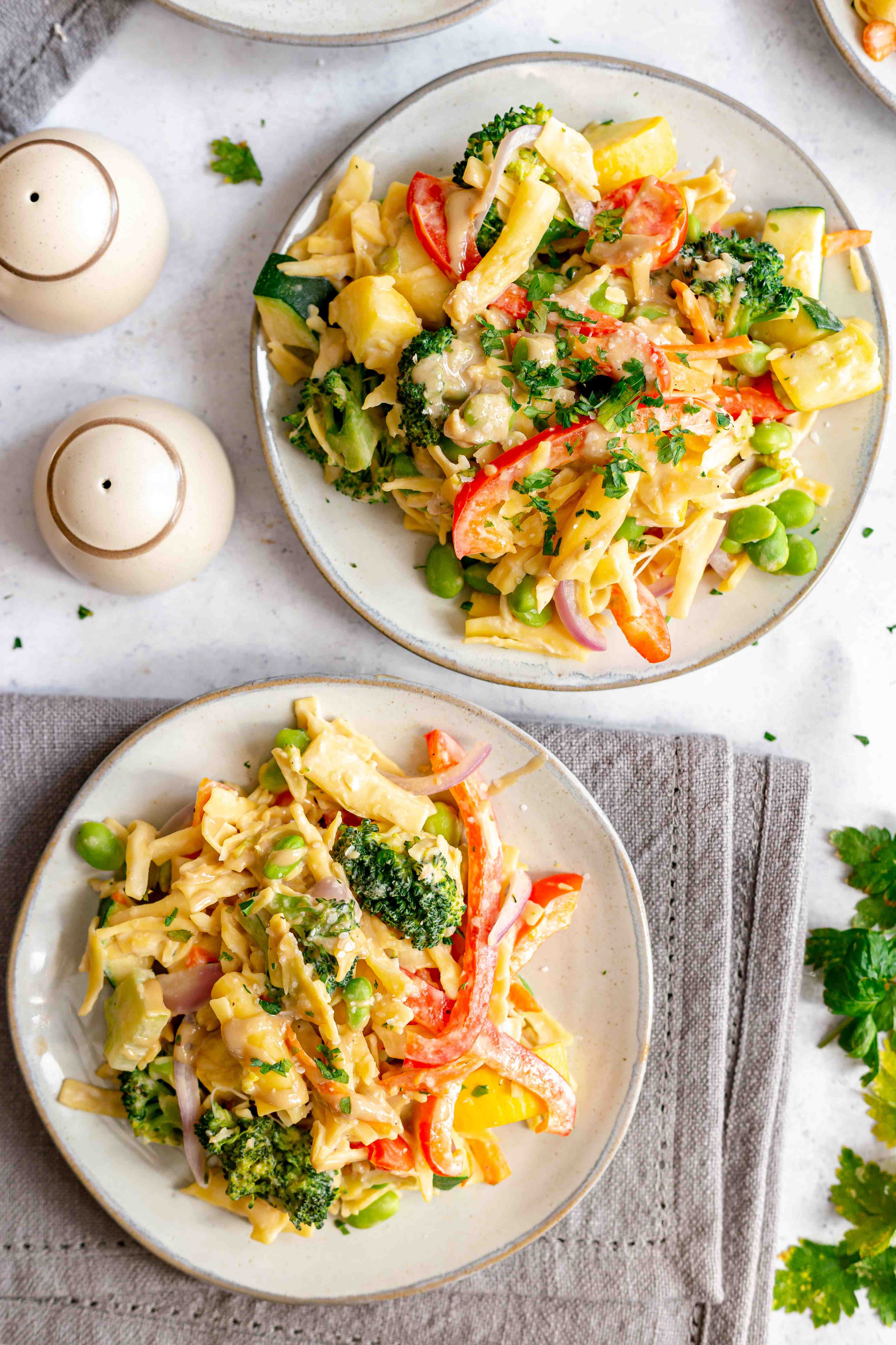 Vegan Tahini Lemon Pasta Primavera - At Elizabeth's Table