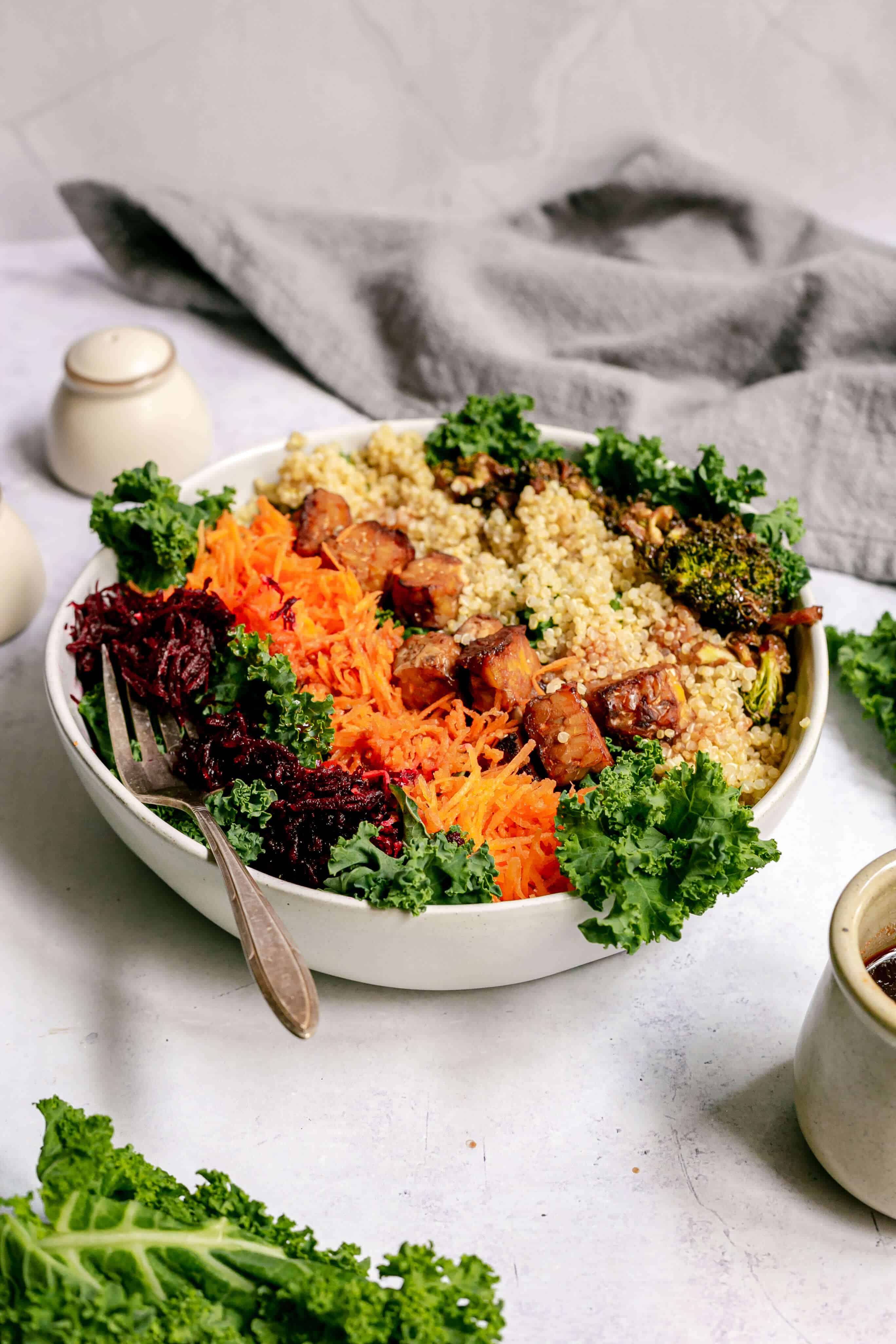 Spicy Kale Grain Bowl with Tempeh and Root Vegetables - At Elizabeth's ...