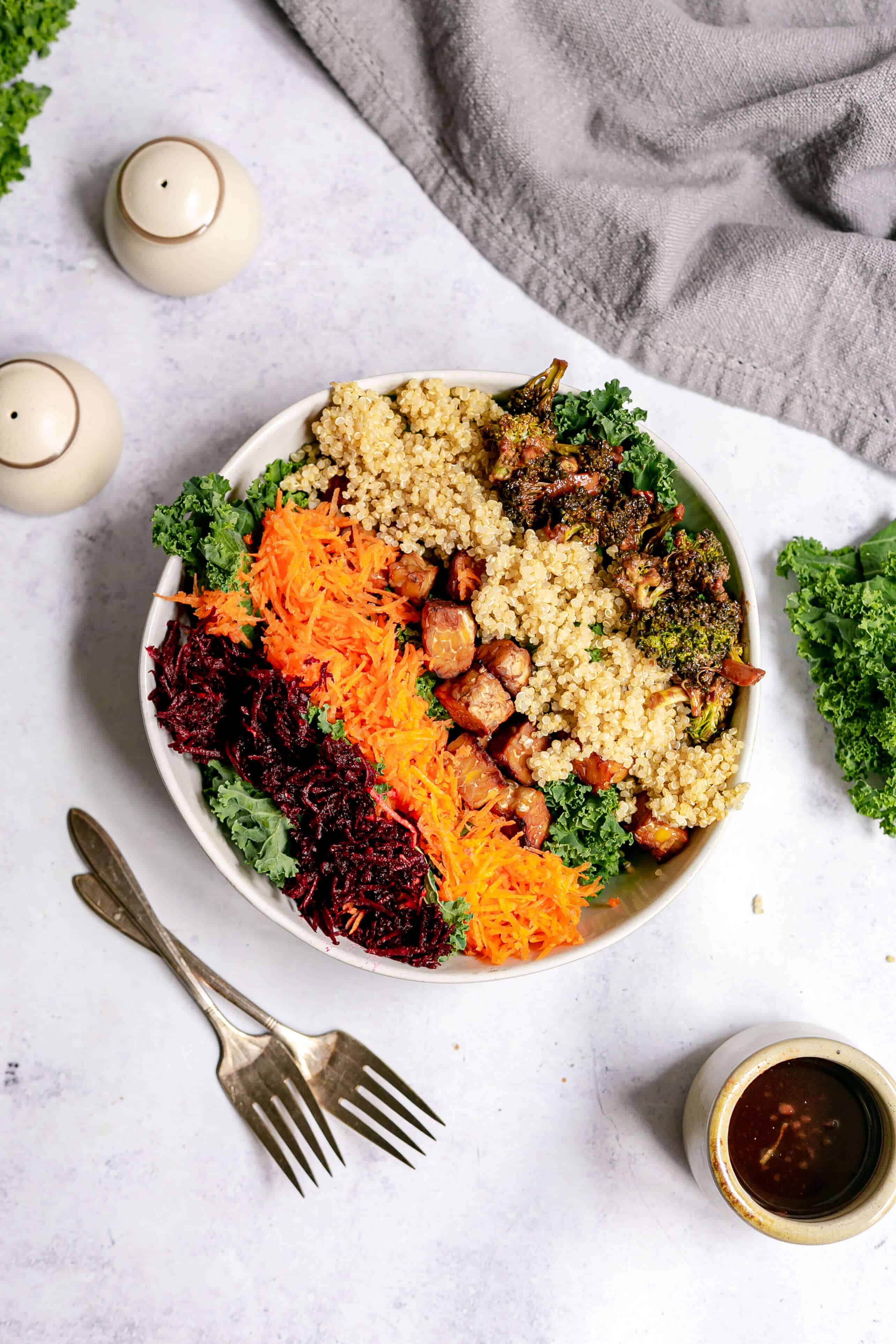 Spicy Kale Grain Bowl with Tempeh and Root Vegetables - At Elizabeth's ...