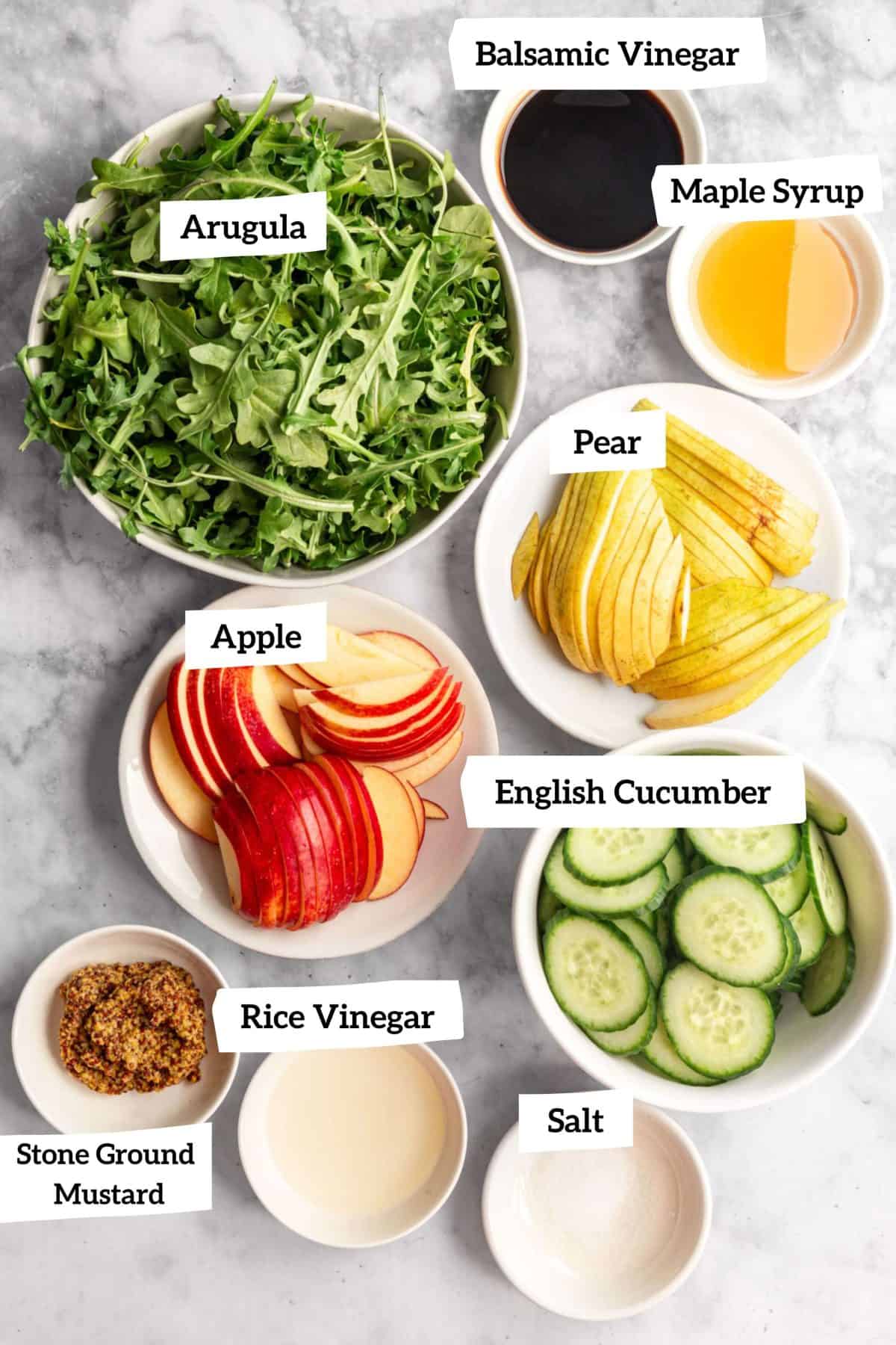 Apple Pear Cucumber Salad with Balsamic and Arugula - At Elizabeth's Table