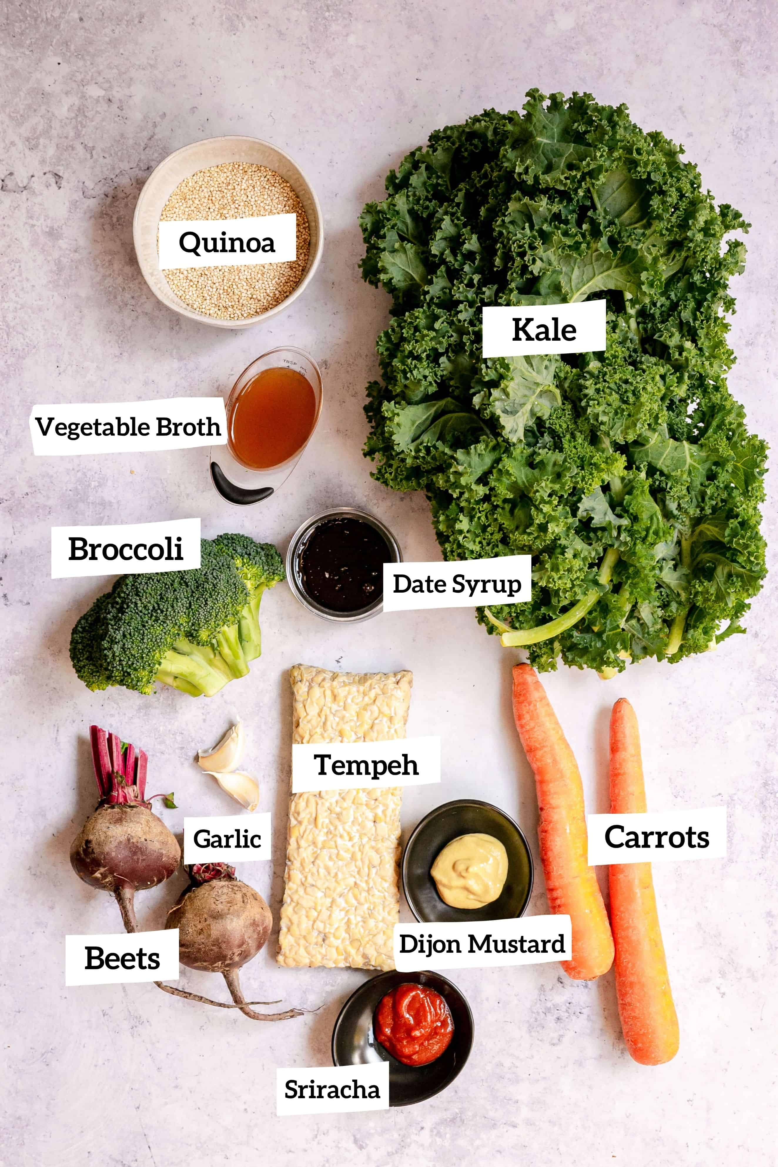Spicy Kale Grain Bowl with Tempeh and Root Vegetables - At Elizabeth's ...