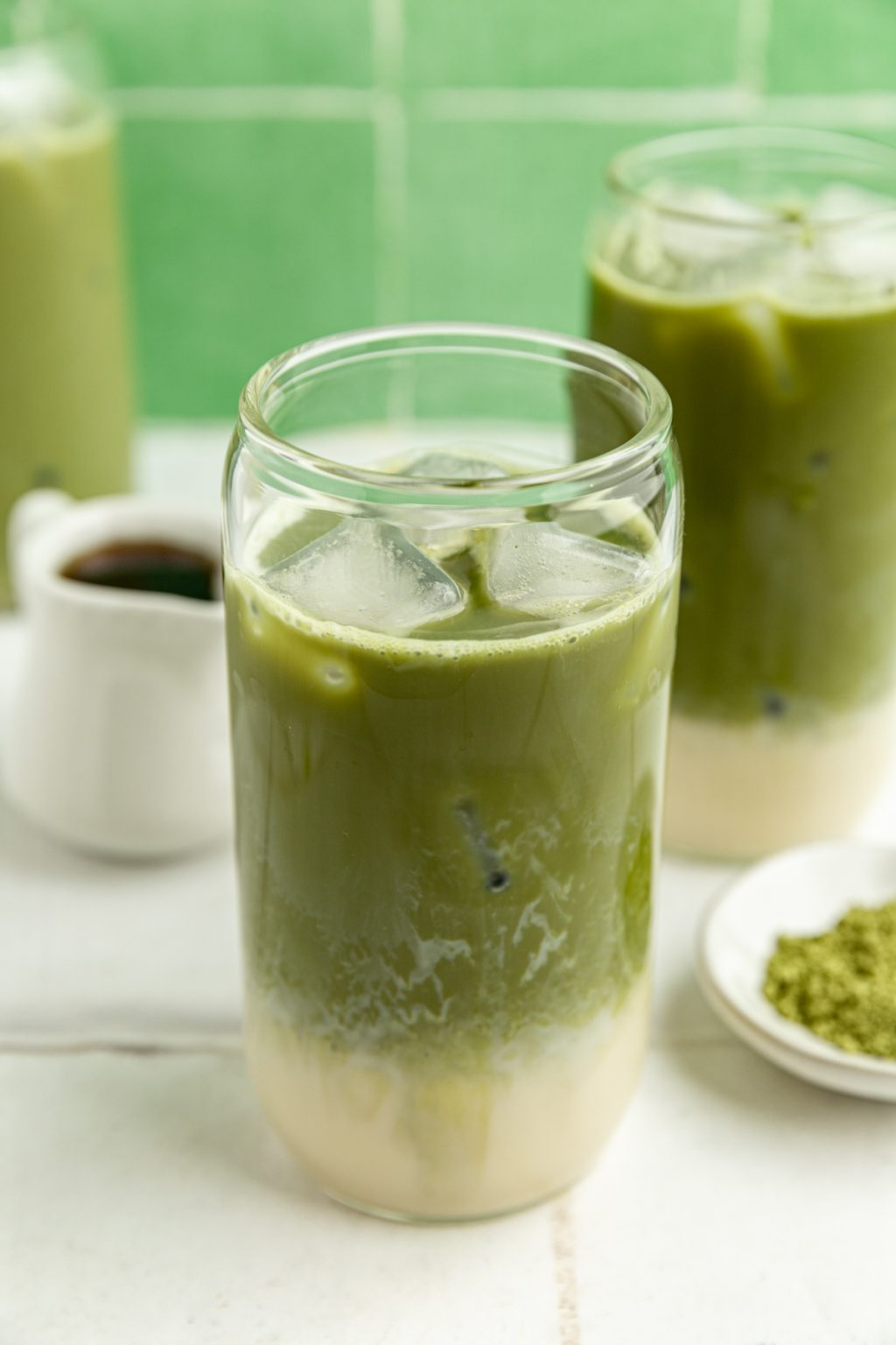 Vegan Iced Matcha Latte (Sweetened with Maple Syrup) - At Elizabeth's Table