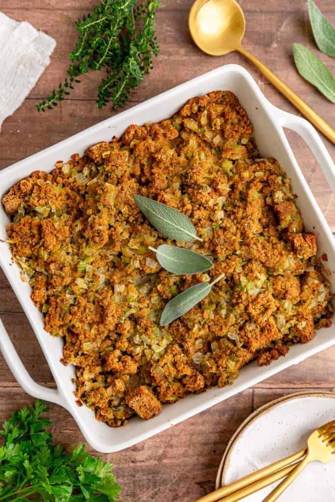 Vegan Cornbread Stuffing - At Elizabeth's Table