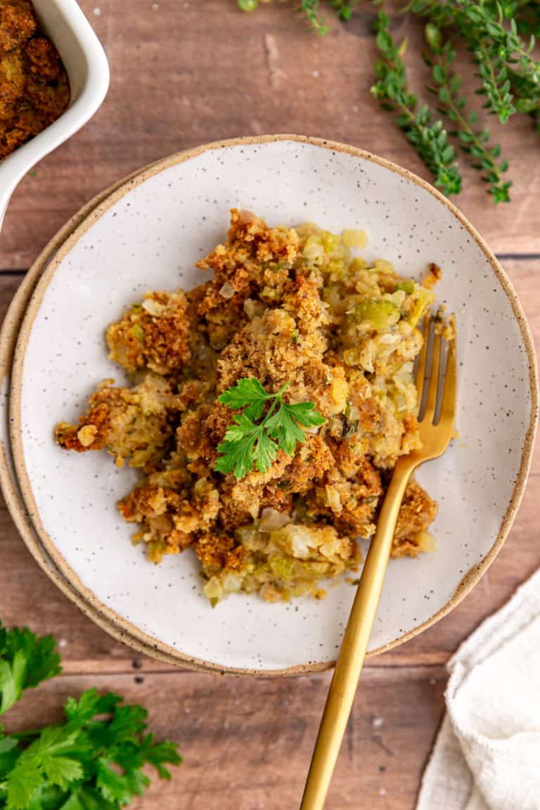 Vegan Cornbread Stuffing - At Elizabeth's Table